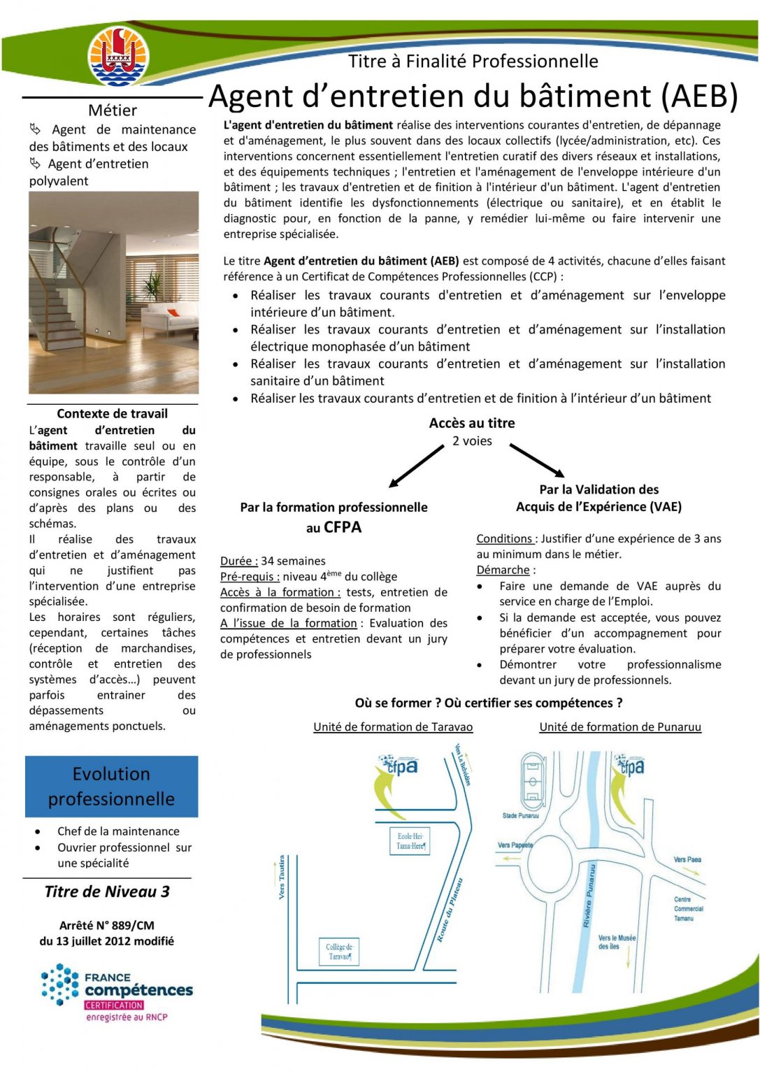Préqual Agent d’Entretien du Bâtiment (A.E.B.) – CFPA